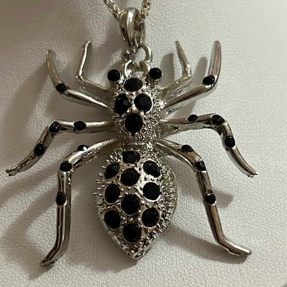 Jewelry | Big Black Rhinestone Spider Necklace | Poshmark